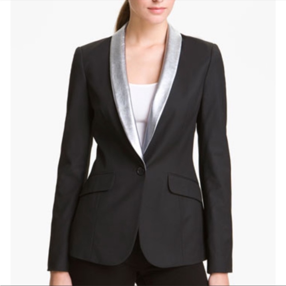 Elizabeth And James Rex Tux Blazer Silver Lamb Leathe… - Gem